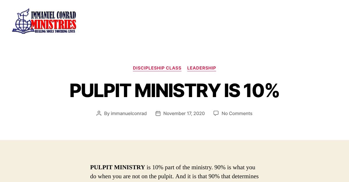 PULPIT MINISTRY IS 10% – FOUNTAIN OF LIBERTY EMBASSY CHURCH INTERNATIONAL.