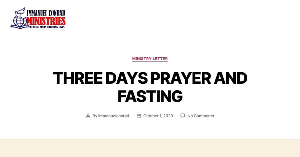THREE DAYS PRAYER AND FASTING – FOUNTAIN OF LIBERTY EMBASSY CHURCH ...