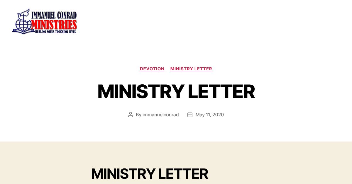 MINISTRY LETTER – FOUNTAIN OF LIBERTY EMBASSY CHURCH INTERNATIONAL.